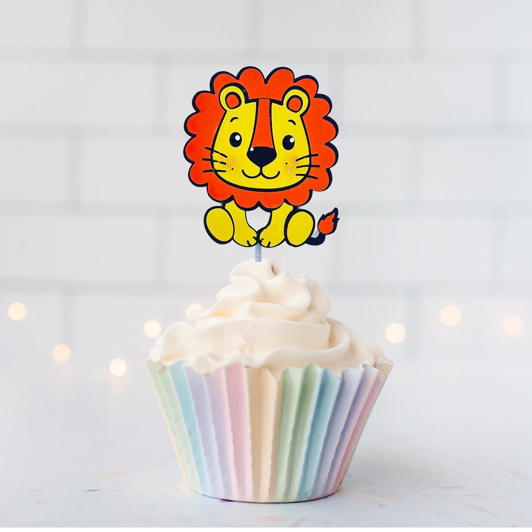 Topper Lion, Topper Cupcake, Party Decoration, Paper and Party Supplies ...