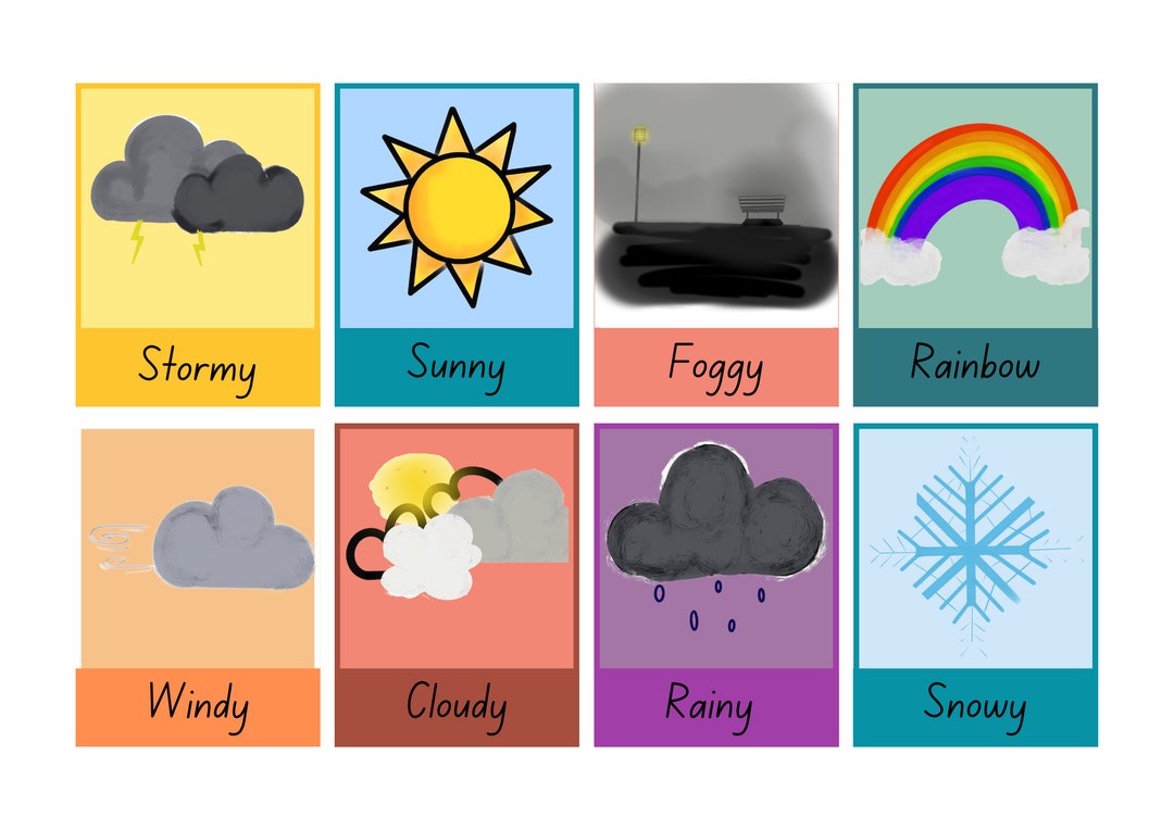 Kids Weather Flashcards, Vibrant Autism Friendly & ADHD Friendly ...