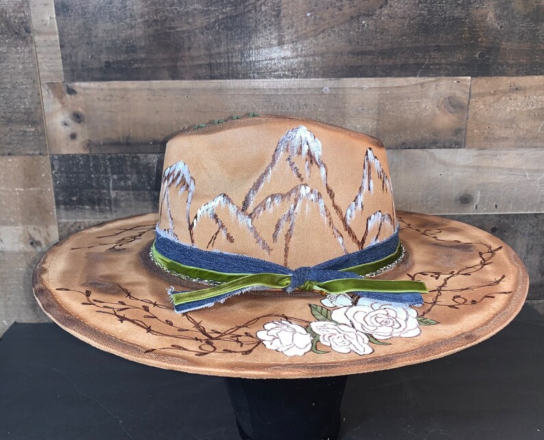 Burned Hat-pyrography Hat-vegan Suede Custom Fedora-womens Fedora ...