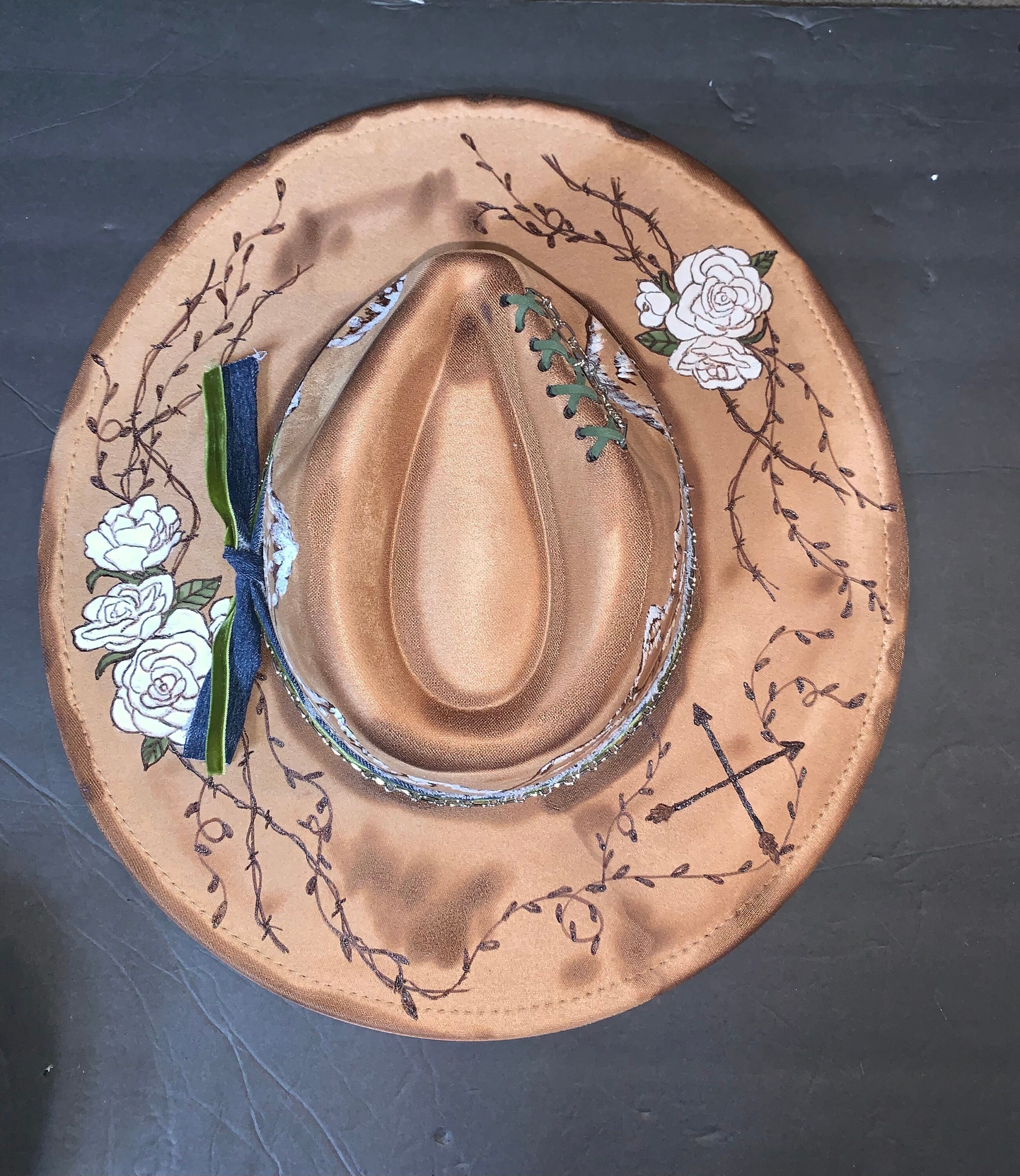 Burned Hat-pyrography Hat-vegan Suede Custom Fedora-women’s Fedora ...