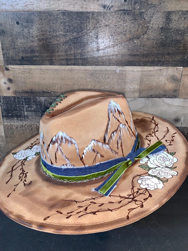 Burned Hat-pyrography Hat-vegan Suede Custom Fedora-womens Fedora ...