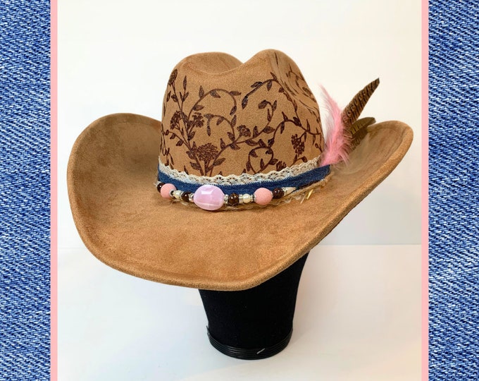 Burned Hat-pyrography Hat-vegan Suede Custom Cowboy Hat-cowgirl Hat ...