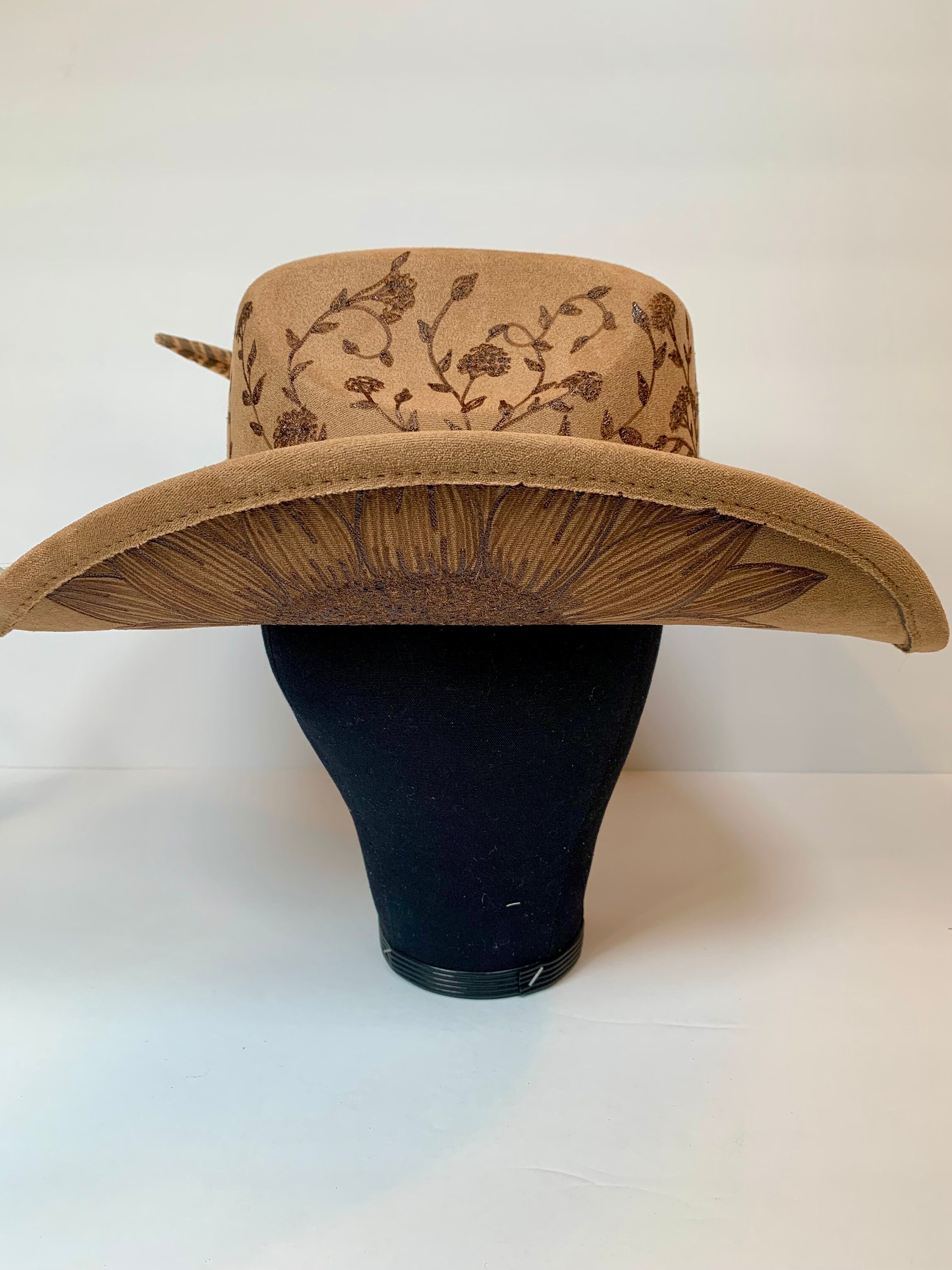 Burned Hat-pyrography Hat-vegan Suede Custom Cowboy Hat-cowgirl Hat ...