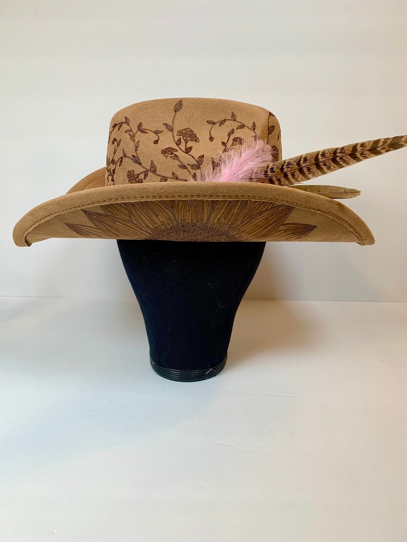 Burned Hat-pyrography Hat-vegan Suede Custom Cowboy Hat-cowgirl Hat ...