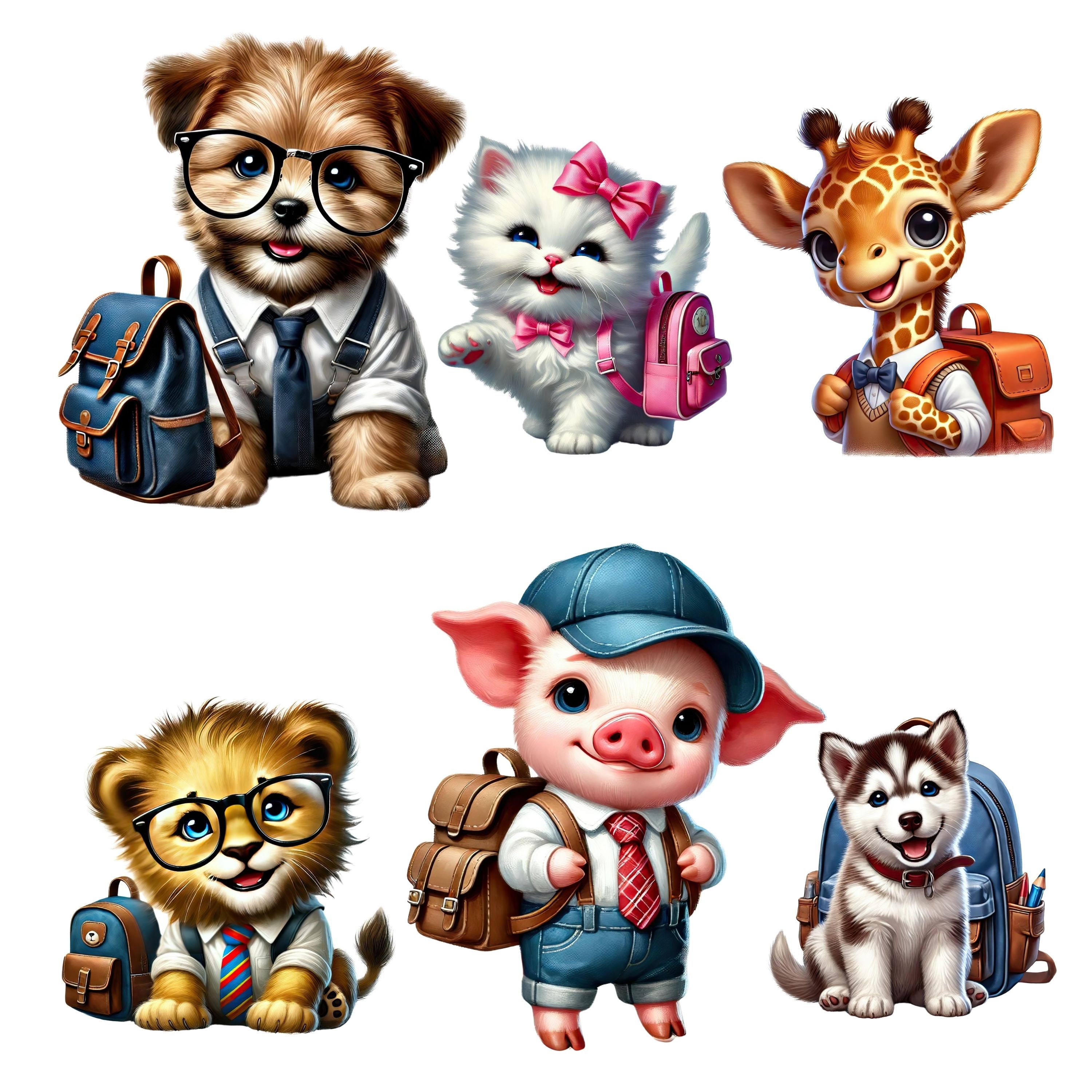 Animal Student Clipart , Cute Back to School ,digital Pintables, Bundle ...