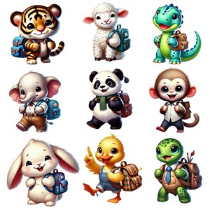 Animal Student Clipart , Cute Back to School ,digital Pintables, Bundle ...