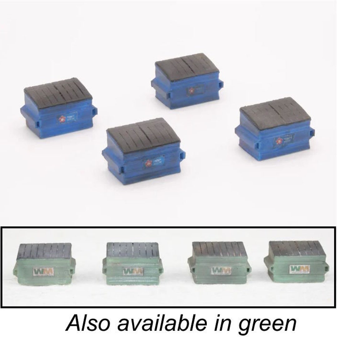 HO Scale 1:87 Set of 4 Commercial Garbage Dumpsters, New Painted ...