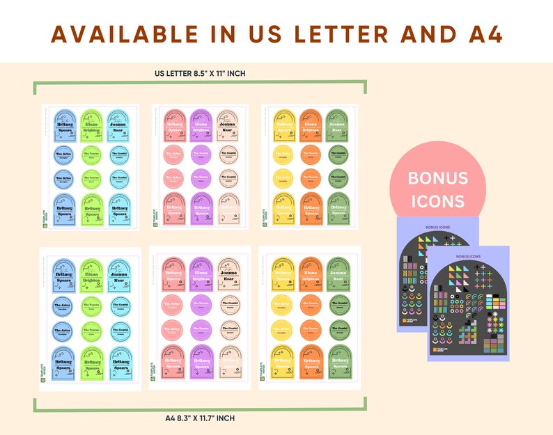 Modern Arch Pastel Label Template| Multi-purpose Labels| Digital ...