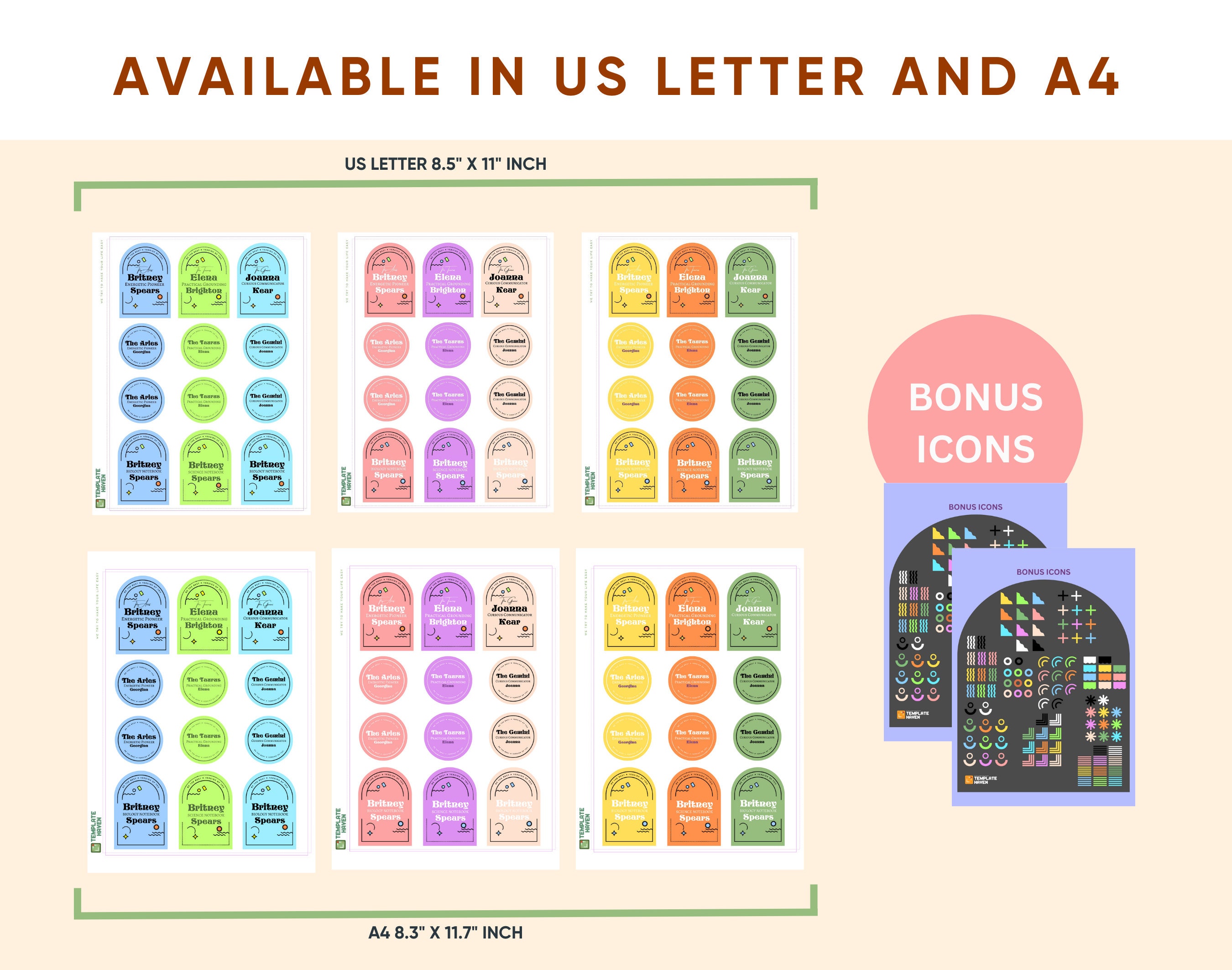 Modern Arch Pastel Label Template| Multi-purpose Labels| Digital ...