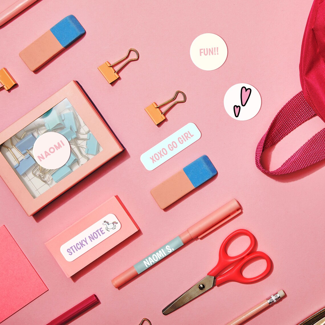 Pastel Pink School Supply Labels / Name Labels for School Supplies ...