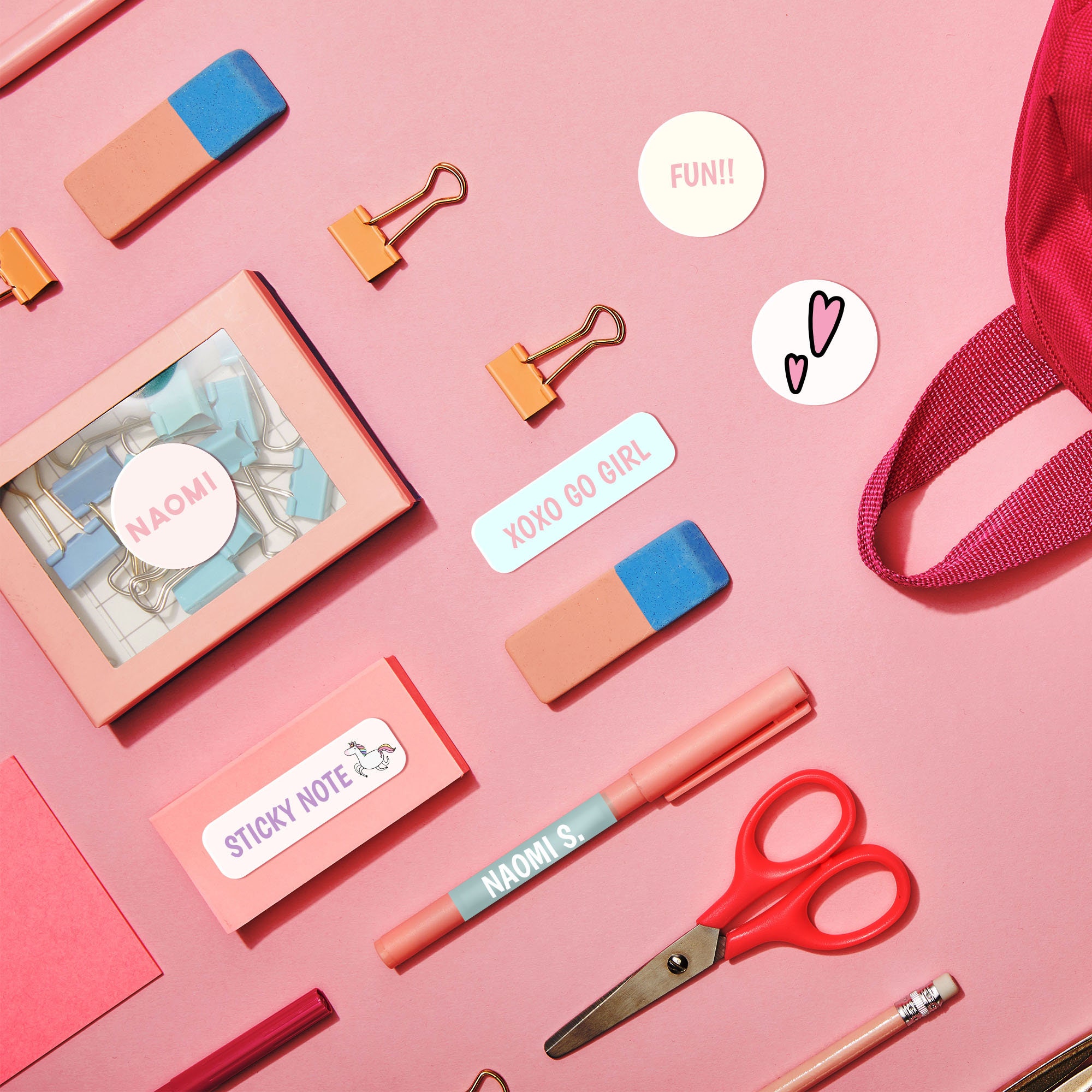 Pastel Pink School Supply Labels / Name Labels for School Supplies ...