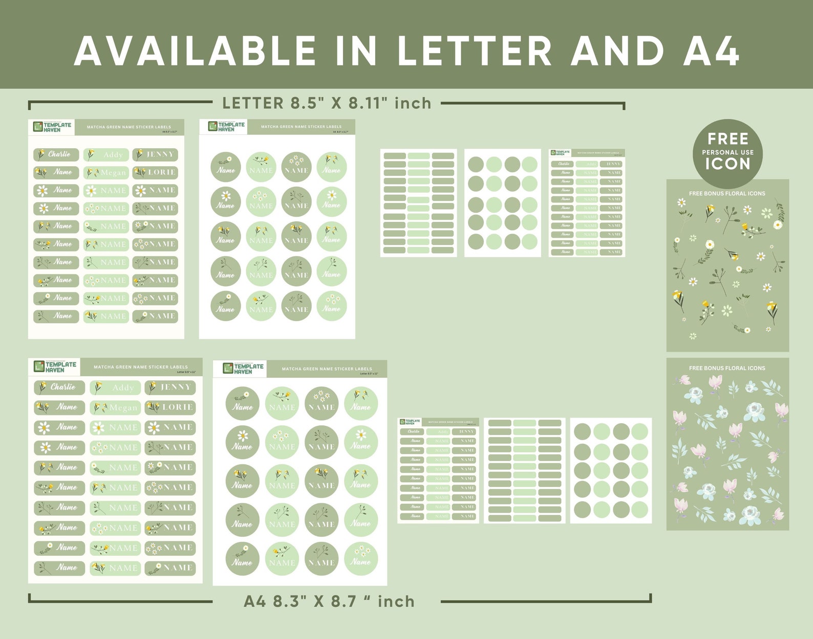 Matcha Green Pastel School Supply Labels / Stationary Labels for School ...