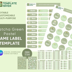 Matcha Green Pastel School Supply Labels / Stationary Labels for School ...