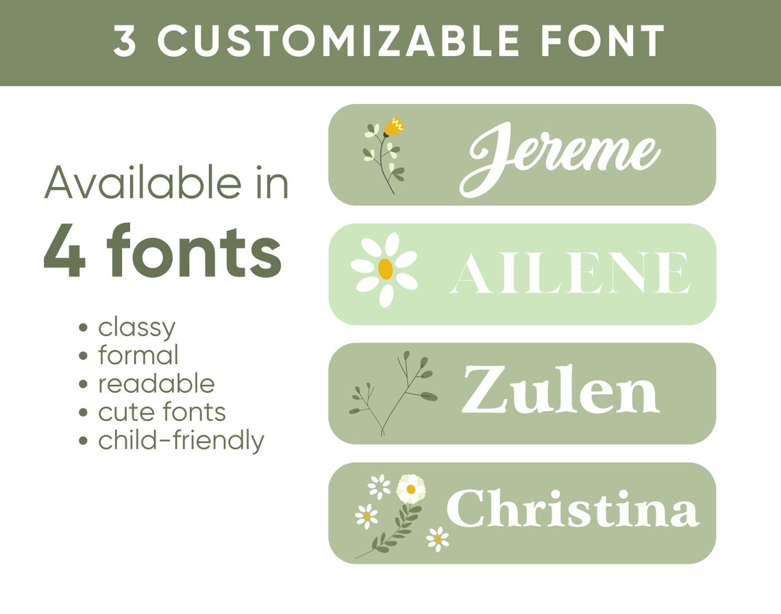 Matcha Green Pastel School Supply Labels / Stationary Labels for School ...