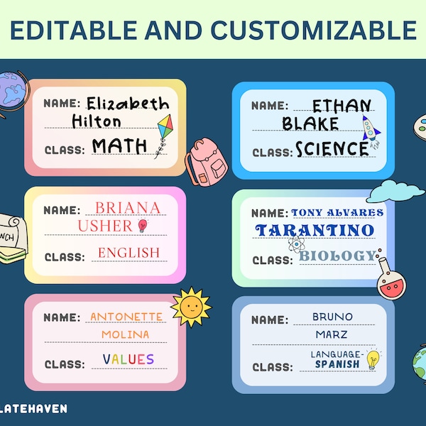 Customizable School Notebook Labels - Etsy