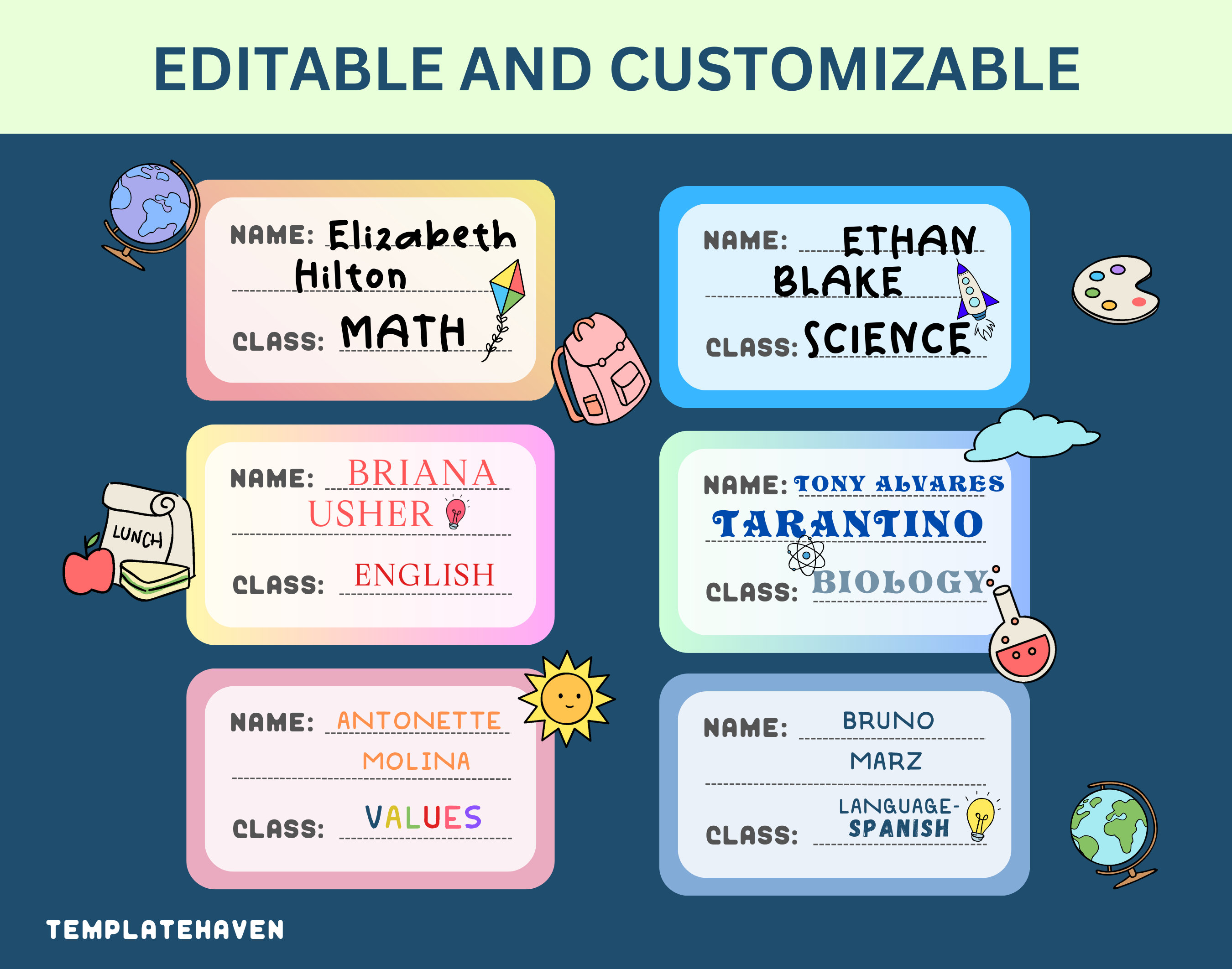 Pastel Name Template| Back to School Label| School/ DAYCARE Supply ...