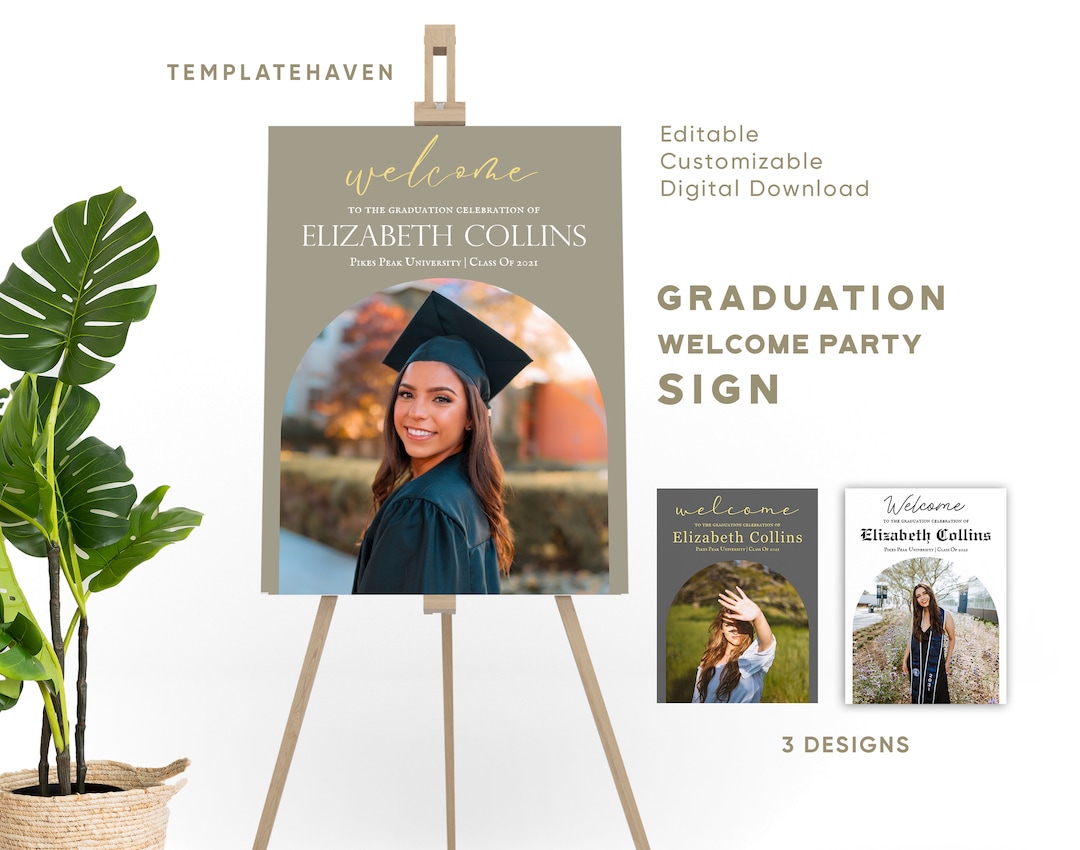 Graduation Welcome Party Sign Canva Template | Instant Download ...