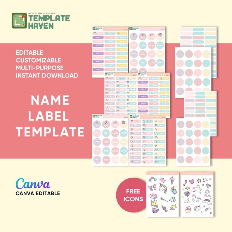 Pastel Pink School Supply Labels / Name Labels for School Supplies ...