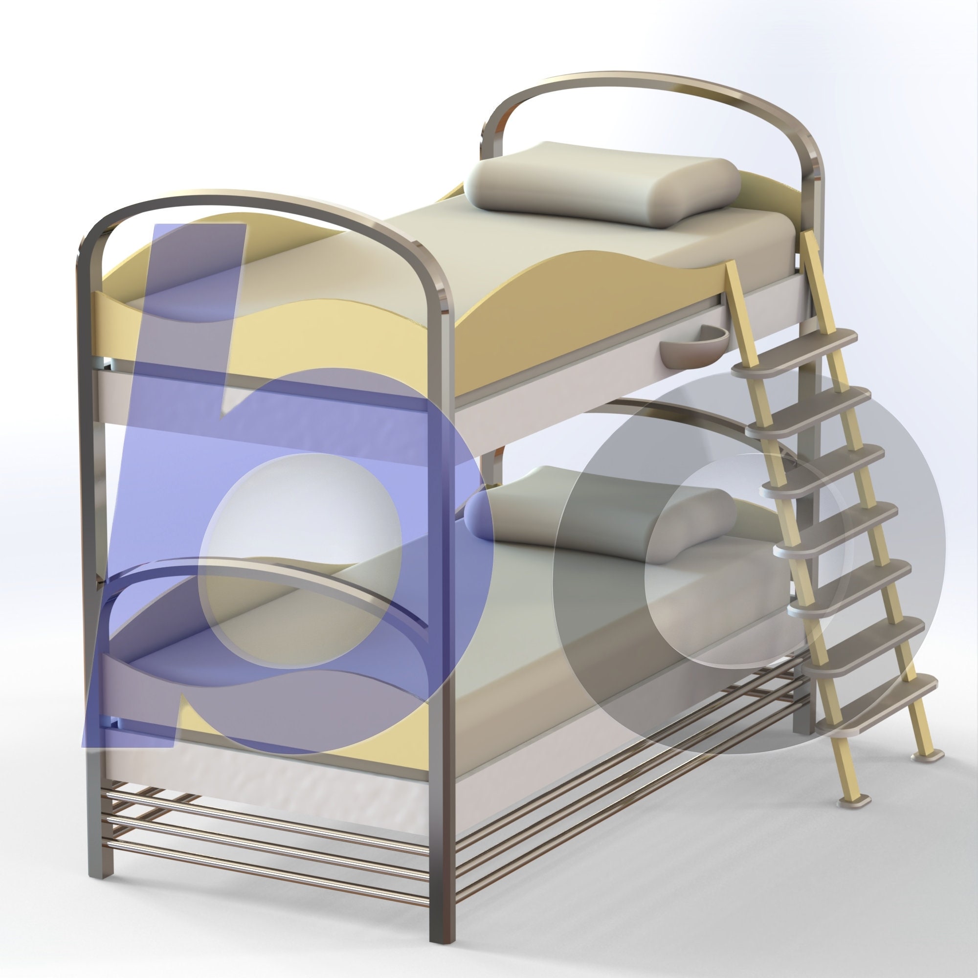 1:12 Scale Bunk Bed Loft Double Decker Stacked Furniture Miniature ...