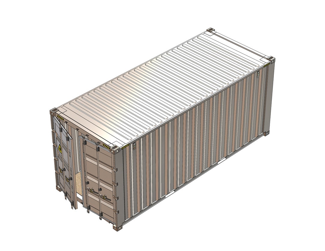 20' Real Shipping Container 1:25 Scale for 3D Printing STL Digital File ...