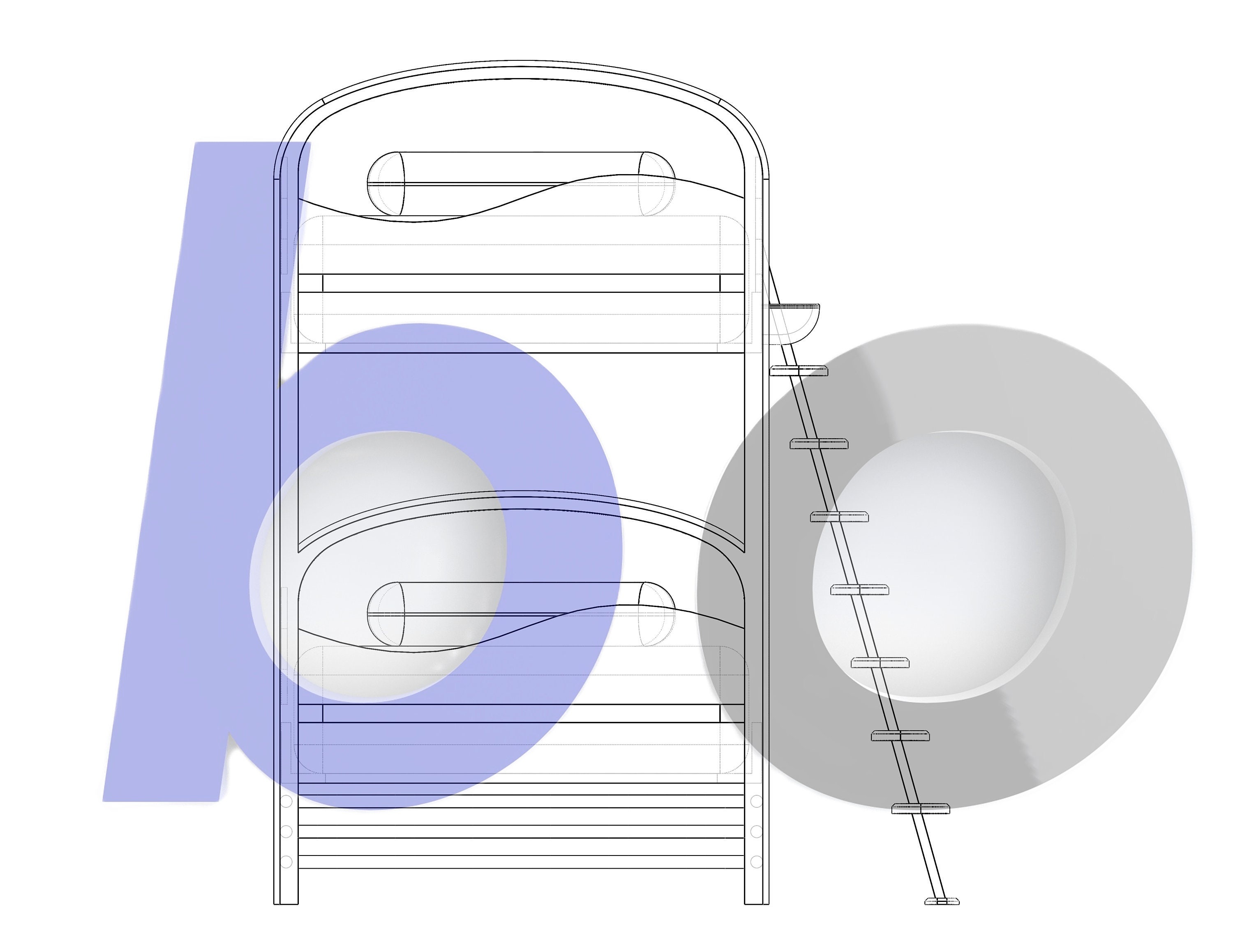 1:12 Scale Bunk Bed Loft Double Decker Stacked Furniture Miniature ...
