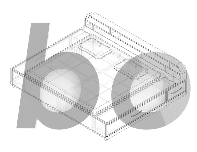 1:12 Scale Double Bed Queen King Full Size 03 Moveable Furniture ...
