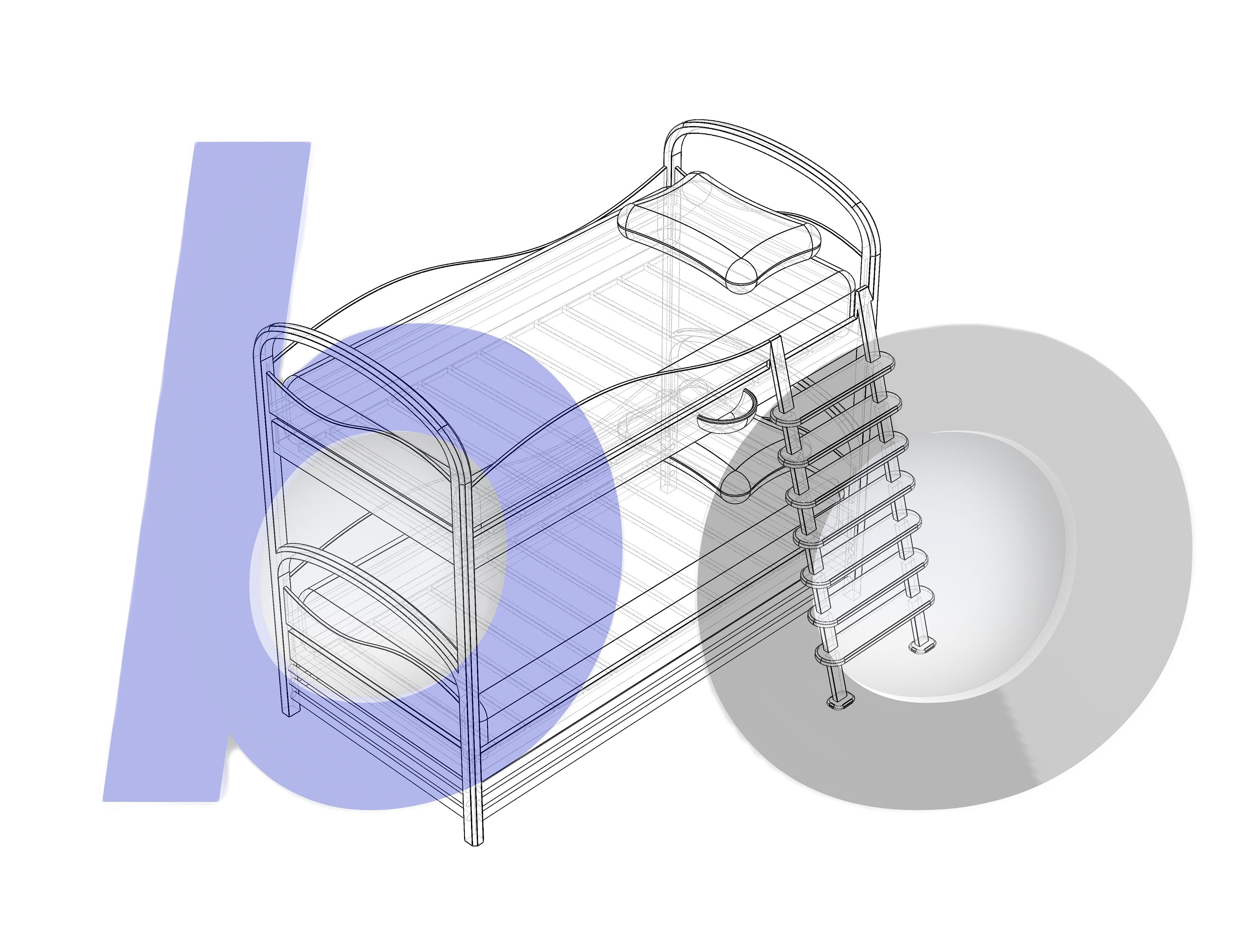 1:6 Scale Bunk Bed Loft Double Decker Stacked Furniture Miniature ...
