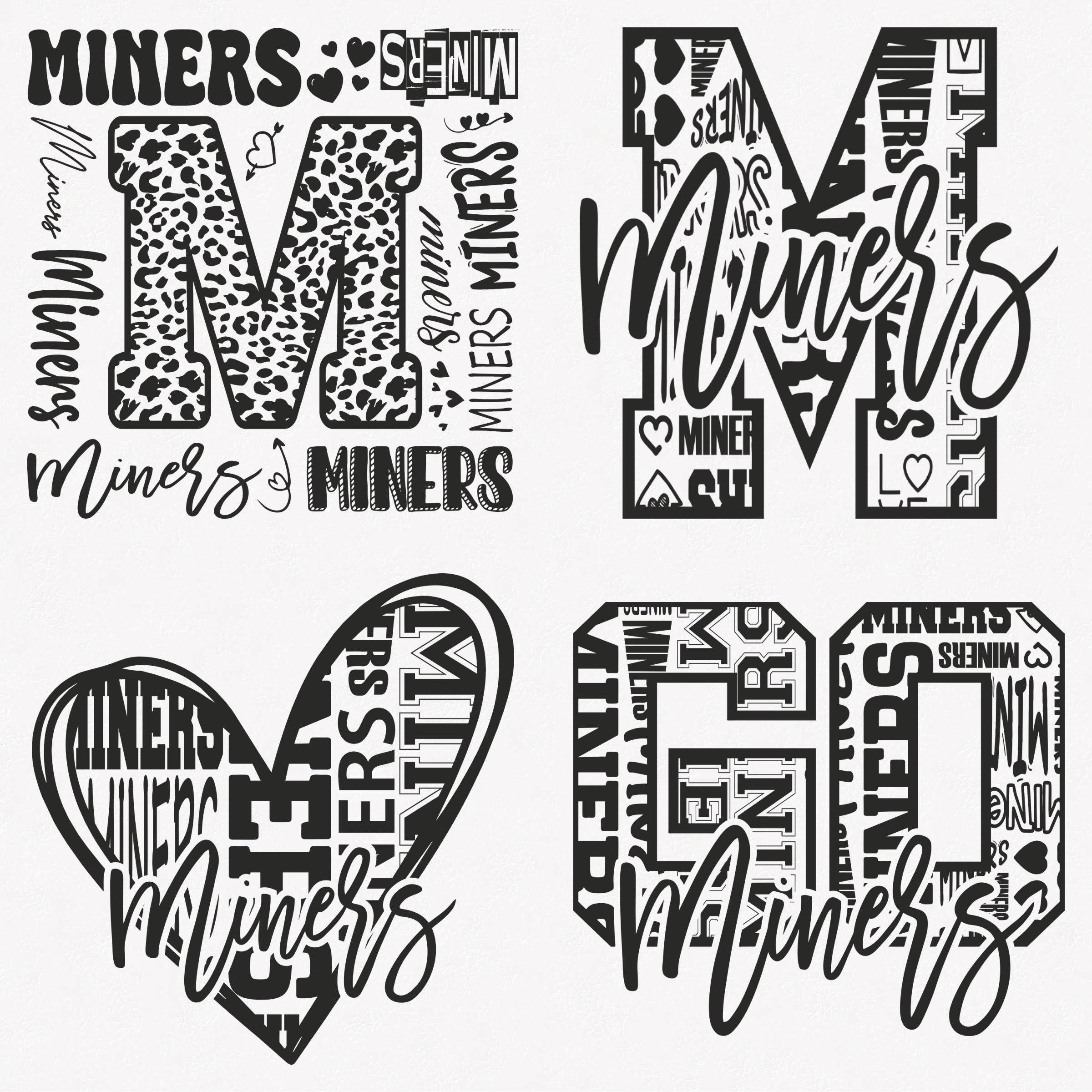 Miners Svg, Miners Typography 4 Sports Svg Mascot Pack, Miners ...