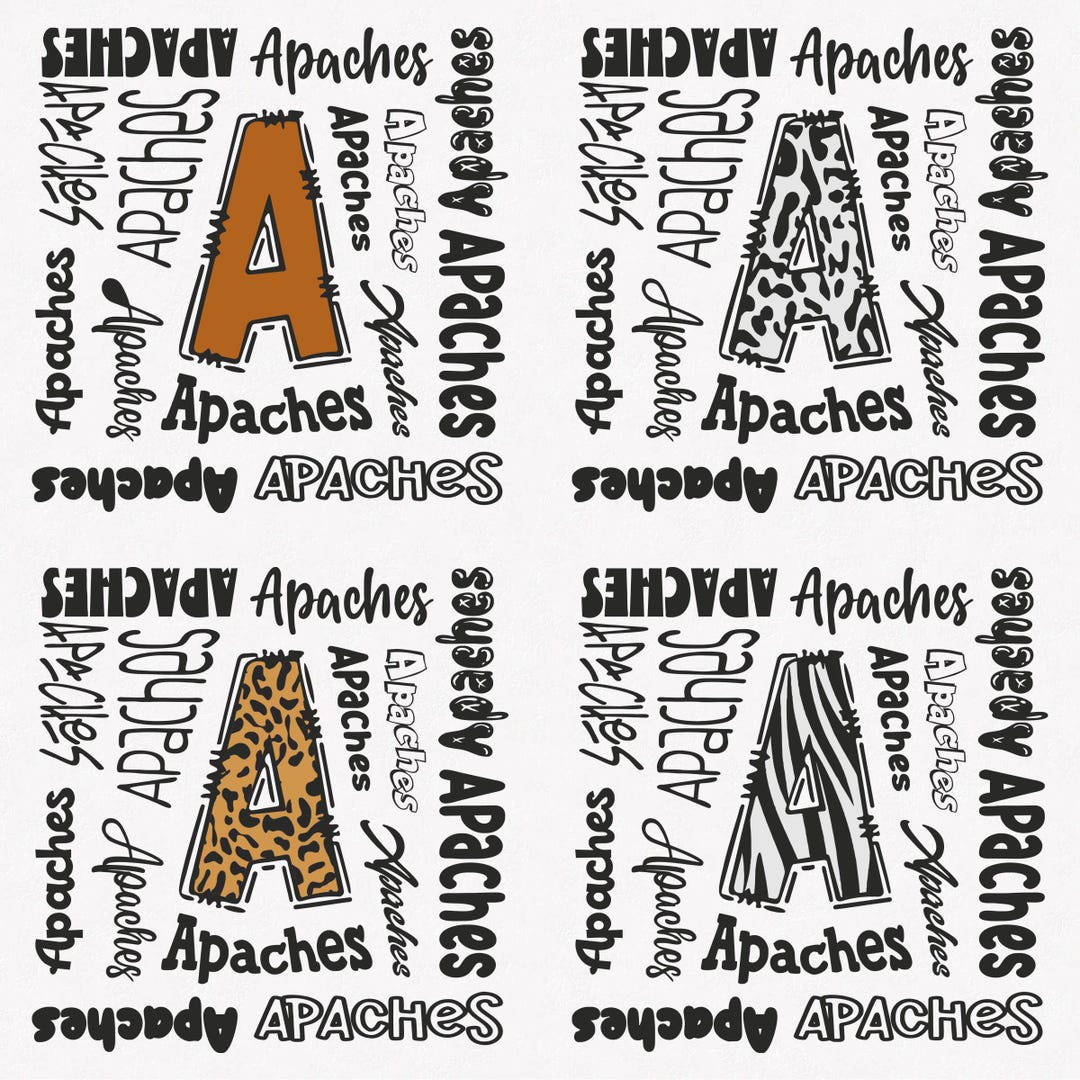 Apaches Svg, Apaches Typography 4 Sports Svg Mascot Pack, Apaches ...