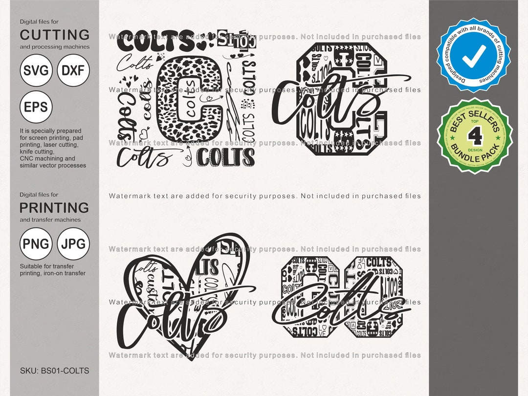 Colts Svg, Colts Typography 4 Sports Svg Mascot Pack, Colts Typography ...