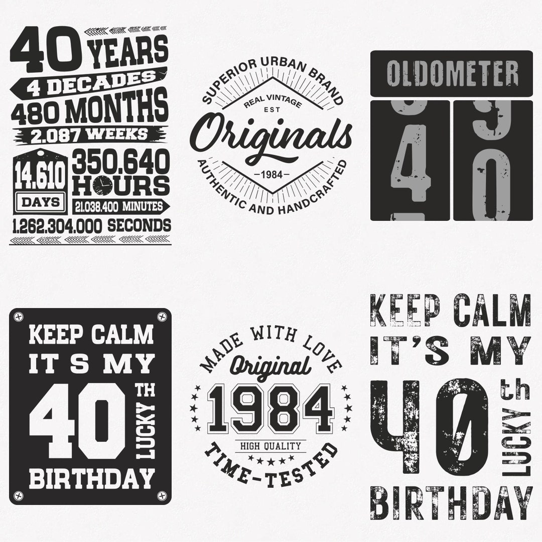 1984 Svg, 40th Birthday Svg, 6-pack 1984 Svg Bundle, Original Rustic ...
