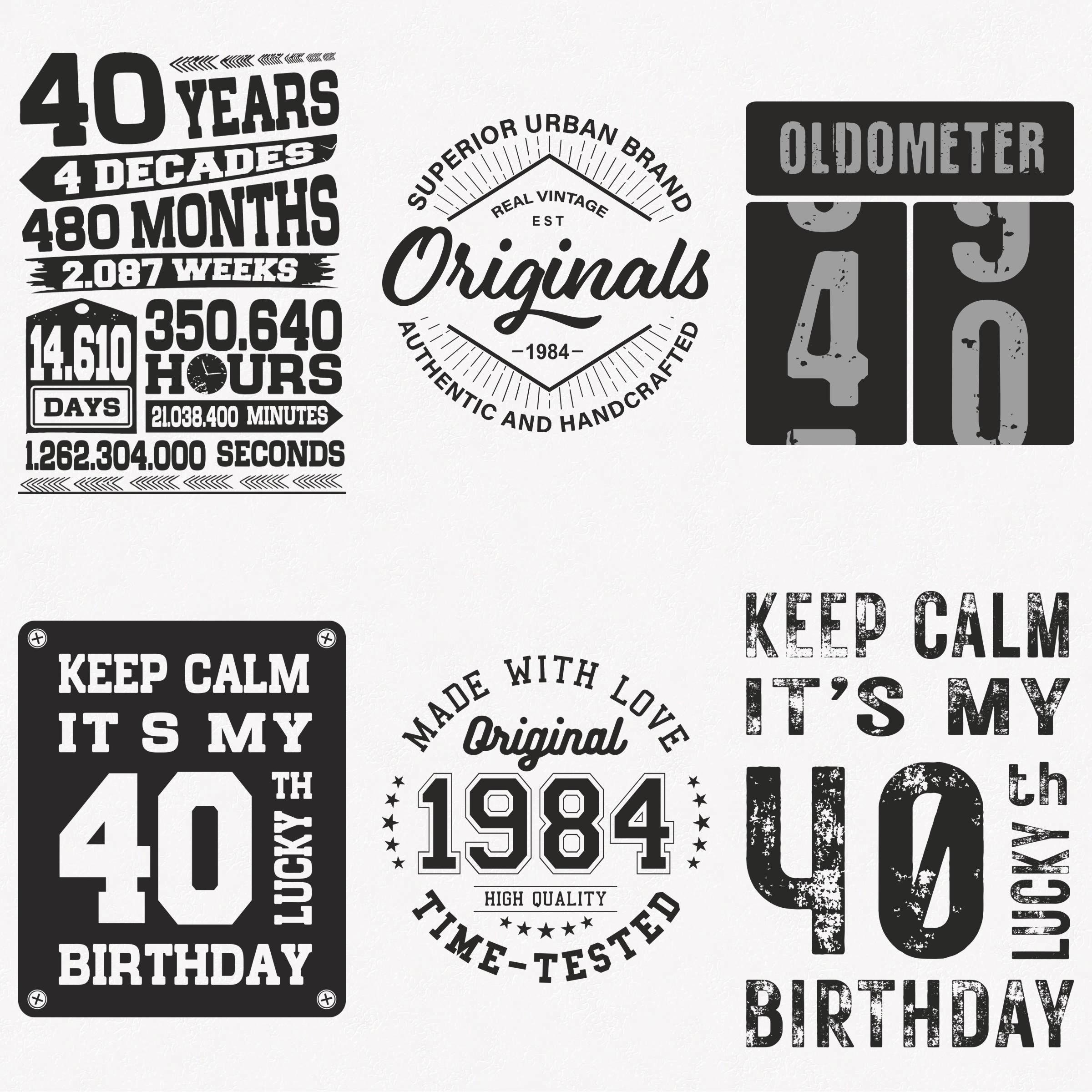 1984 Svg, 40th Birthday Svg, 6-pack 1984 Svg Bundle, Original Rustic ...