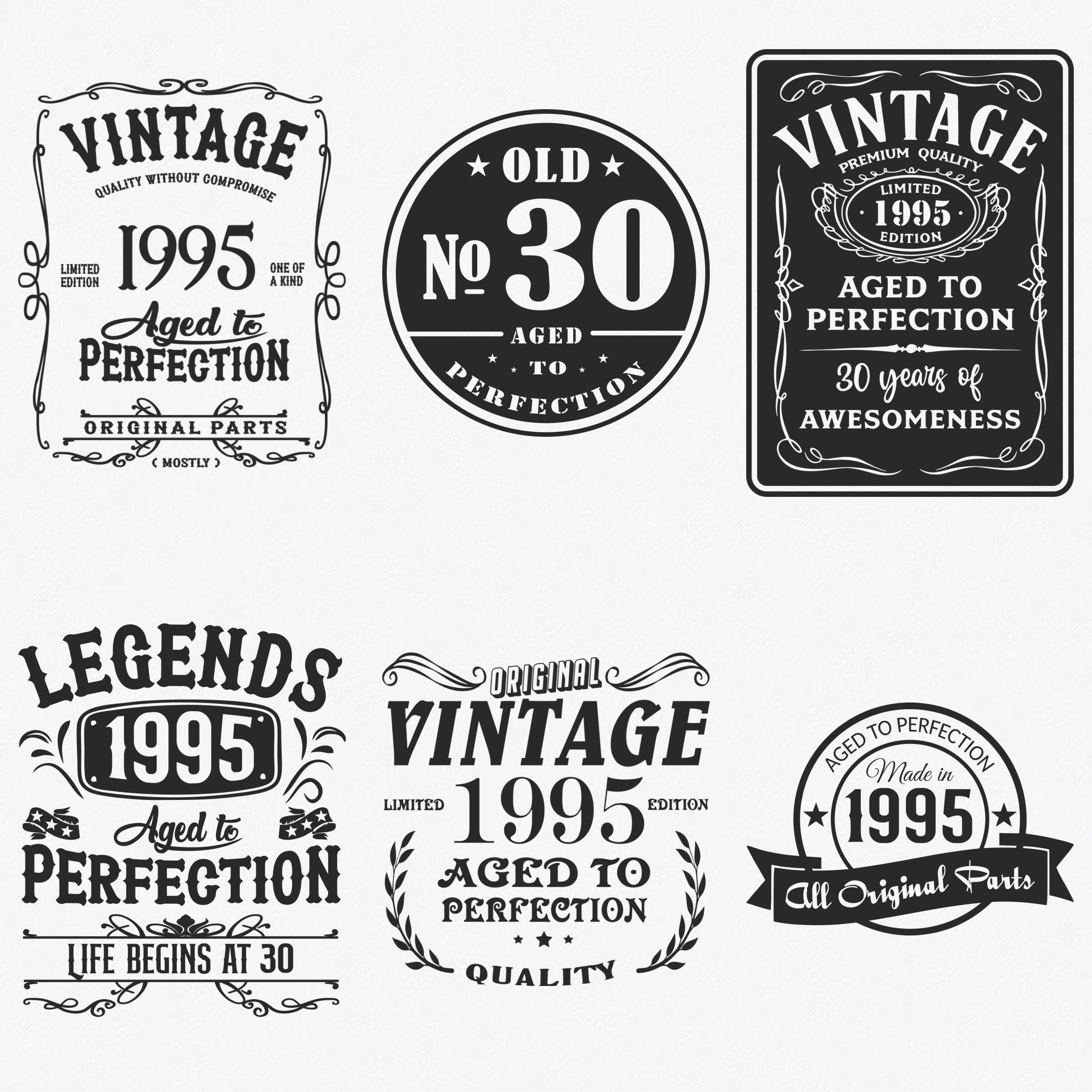 1995 Svg, 30th Birthday Svg, 6-pack 1995 Svg Bundle, Vintage 1995 Svg ...