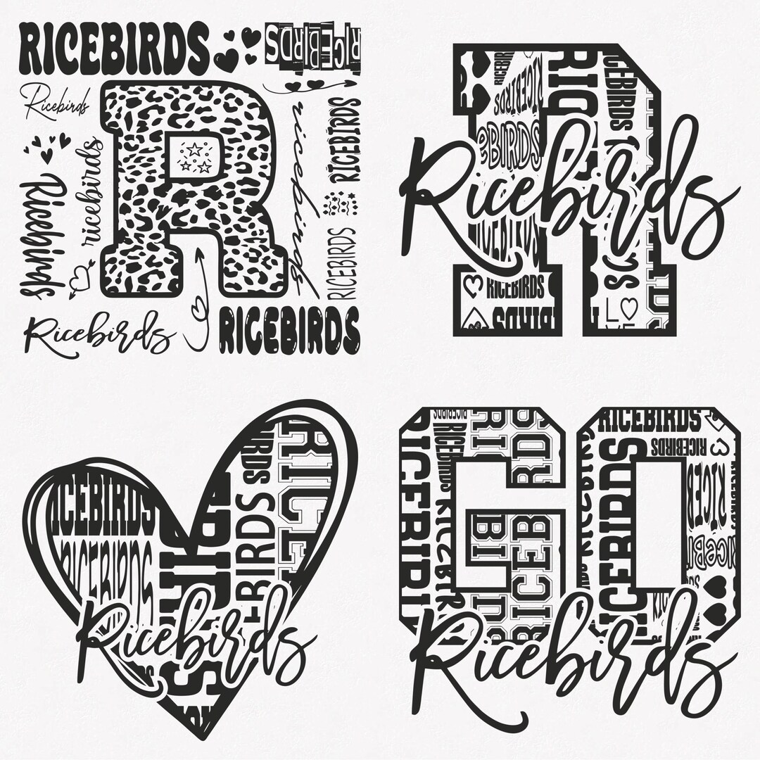 Ricebirds Svg, Ricebirds Typography 4 Sports Svg Mascot Pack, Ricebirds ...