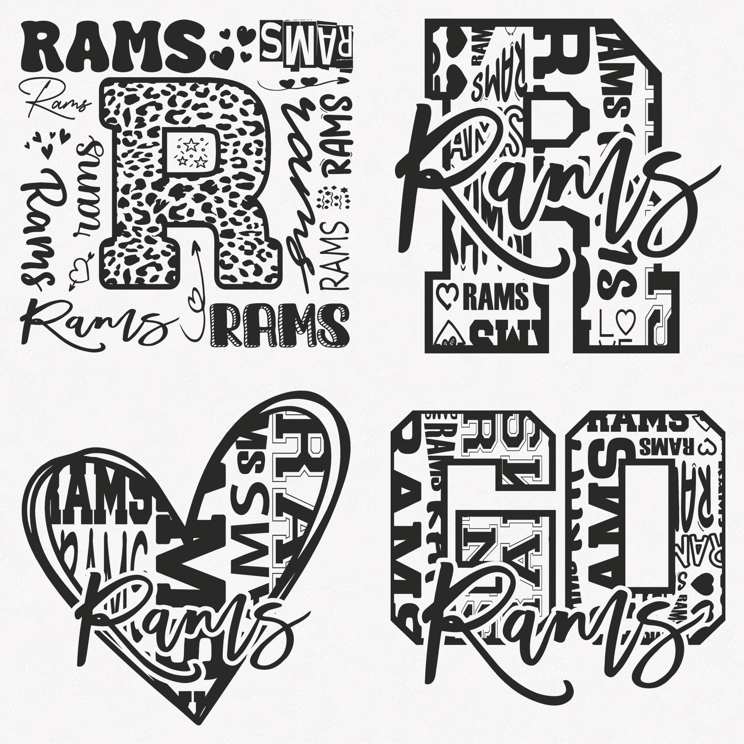 Rams Svg, Rams Typography 4 Sports Svg Mascot Pack, Rams Typography Svg ...