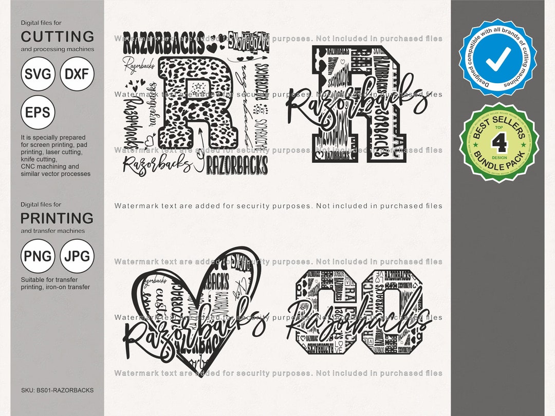 Razorbacks Svg, Razorbacks Typography 4 Sports Svg Mascot Pack ...