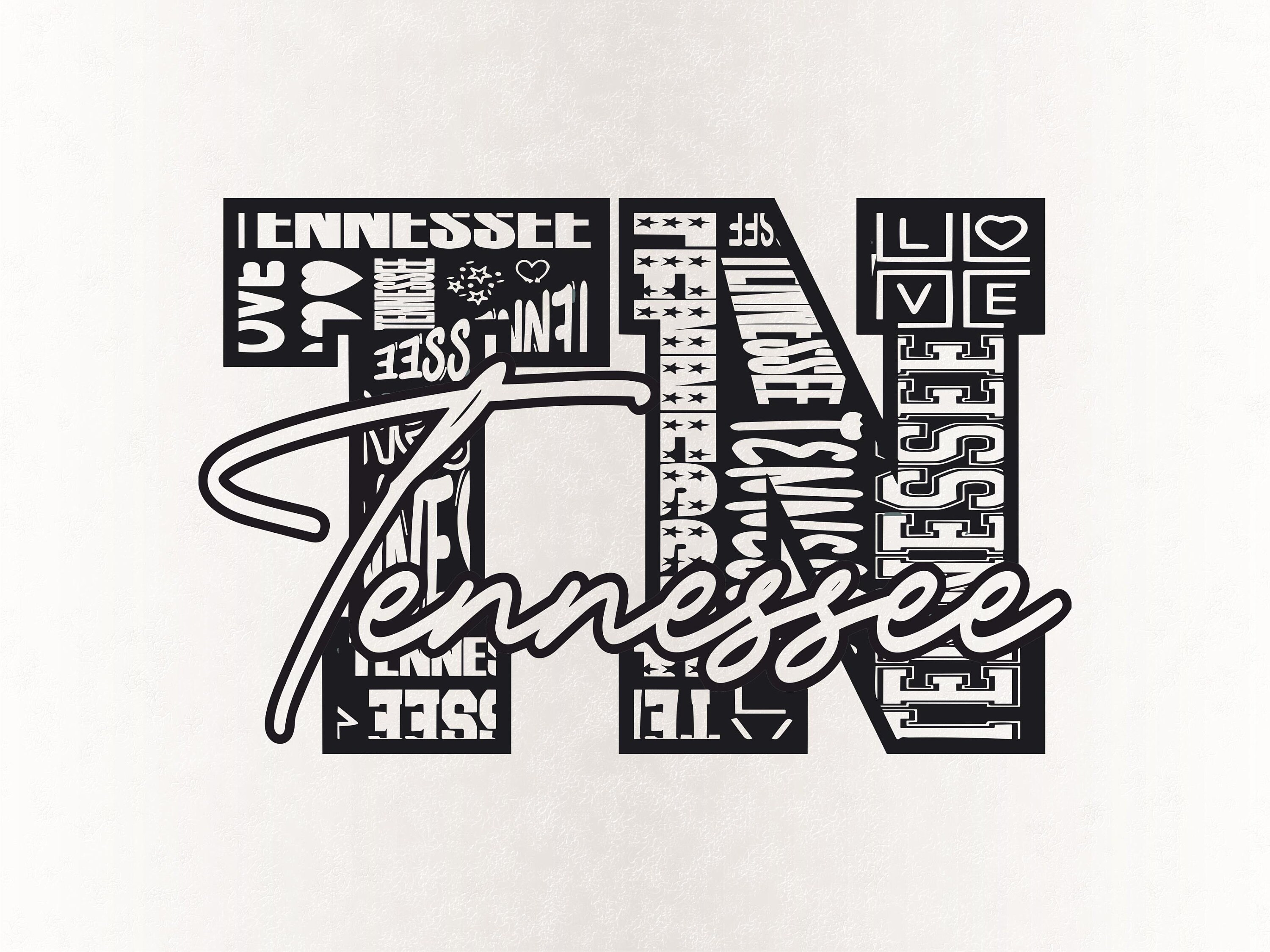 TN Tennessee State Typography Bundle Svg, Tennessee State Bundle Svg ...