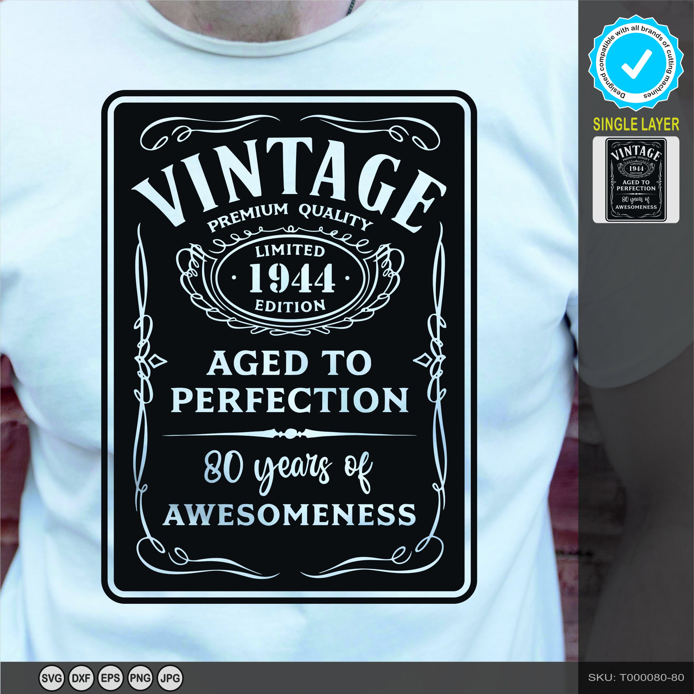 1944 Svg, 80th Birthday Svg, 6-pack 1944 Svg Bundle, Vintage 1944 Svg ...