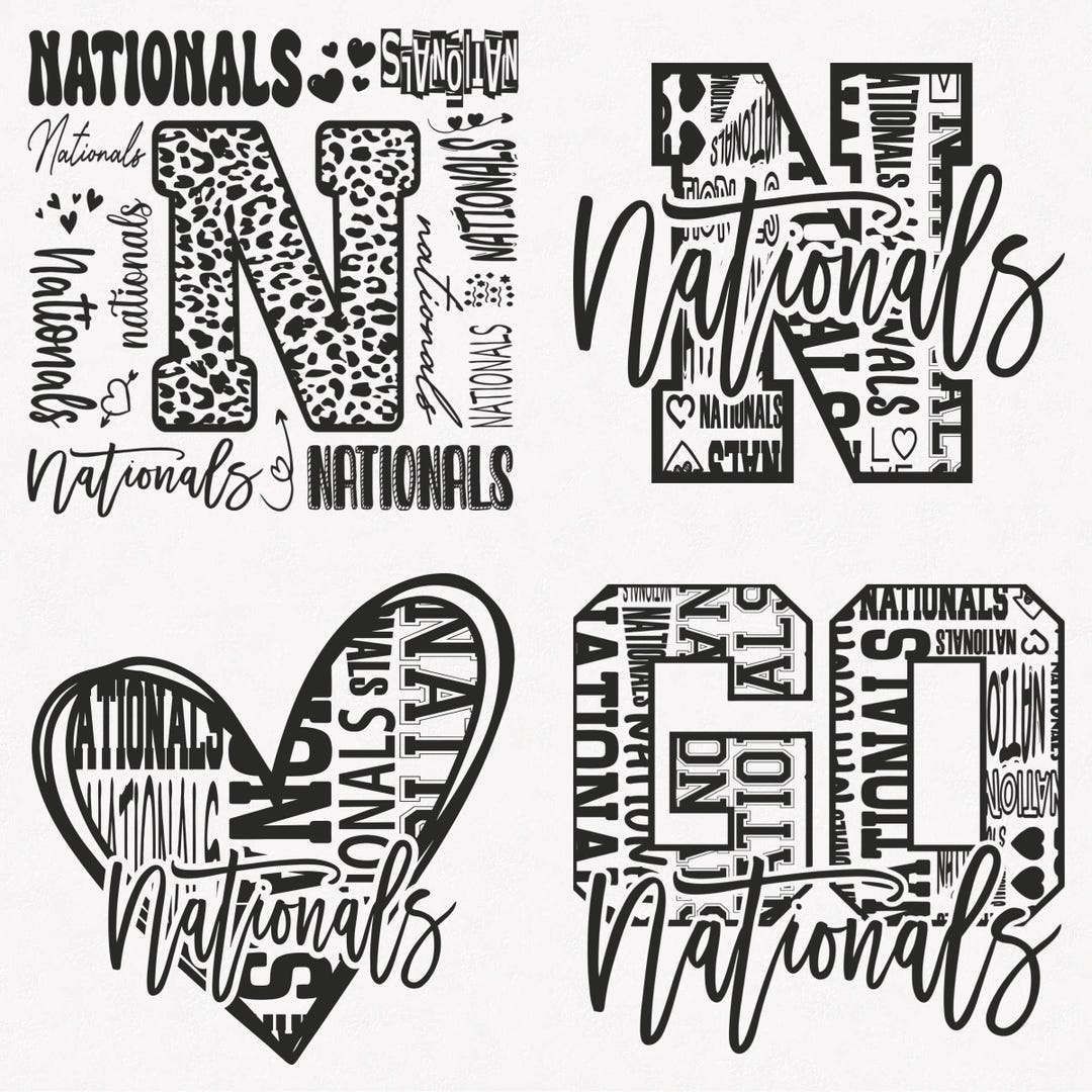 Nationals Svg, Nationals Typography 4 Sports Svg Mascot Pack, Nationals ...