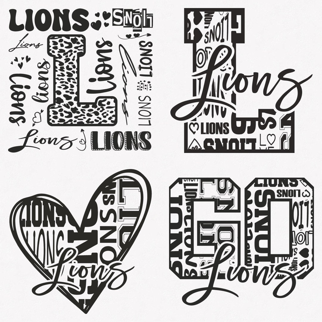 Lions Svg, Lions Typography 4 Sports Svg Mascot Pack, Lions Typography ...