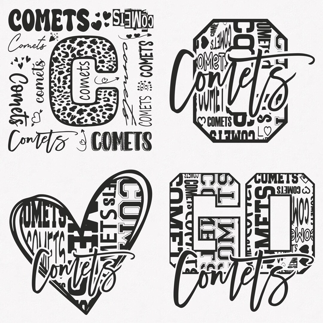Comets Svg, Comets Typography 4 Sports Svg Mascot Pack, Comets ...