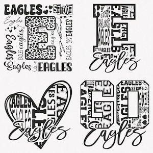 Eagles Svg, Eagles Typography 4 Sports Svg Mascot Pack, Eagles ...