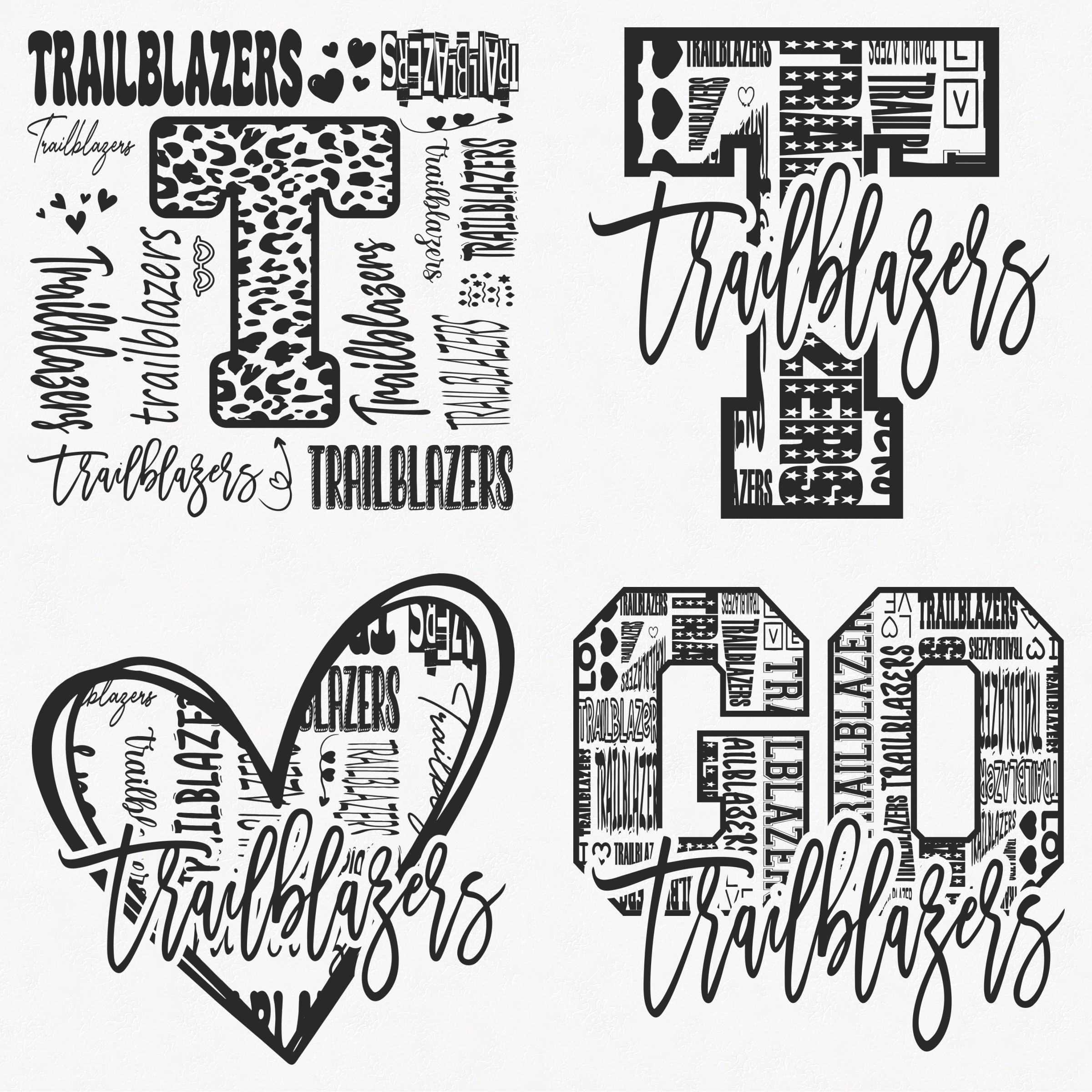 Trailblazers Svg, Trailblazers Typography 4 Sports Svg Mascot Pack ...