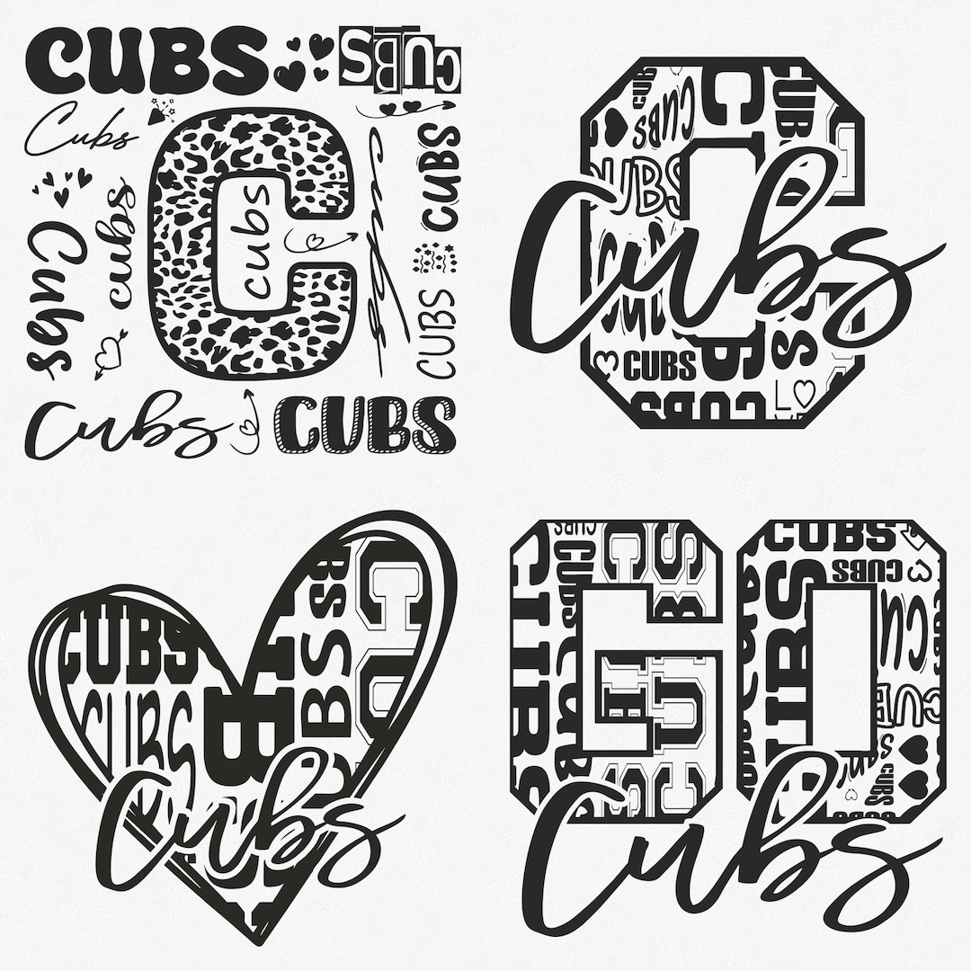 Cubs Svg, Cubs Typography 4 Sports Svg Mascot Pack, Cubs Typography Svg ...