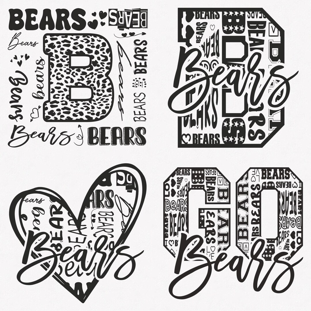 Bears Svg, Bears Typography 4 Sports Svg Mascot Pack, Bears Typography ...