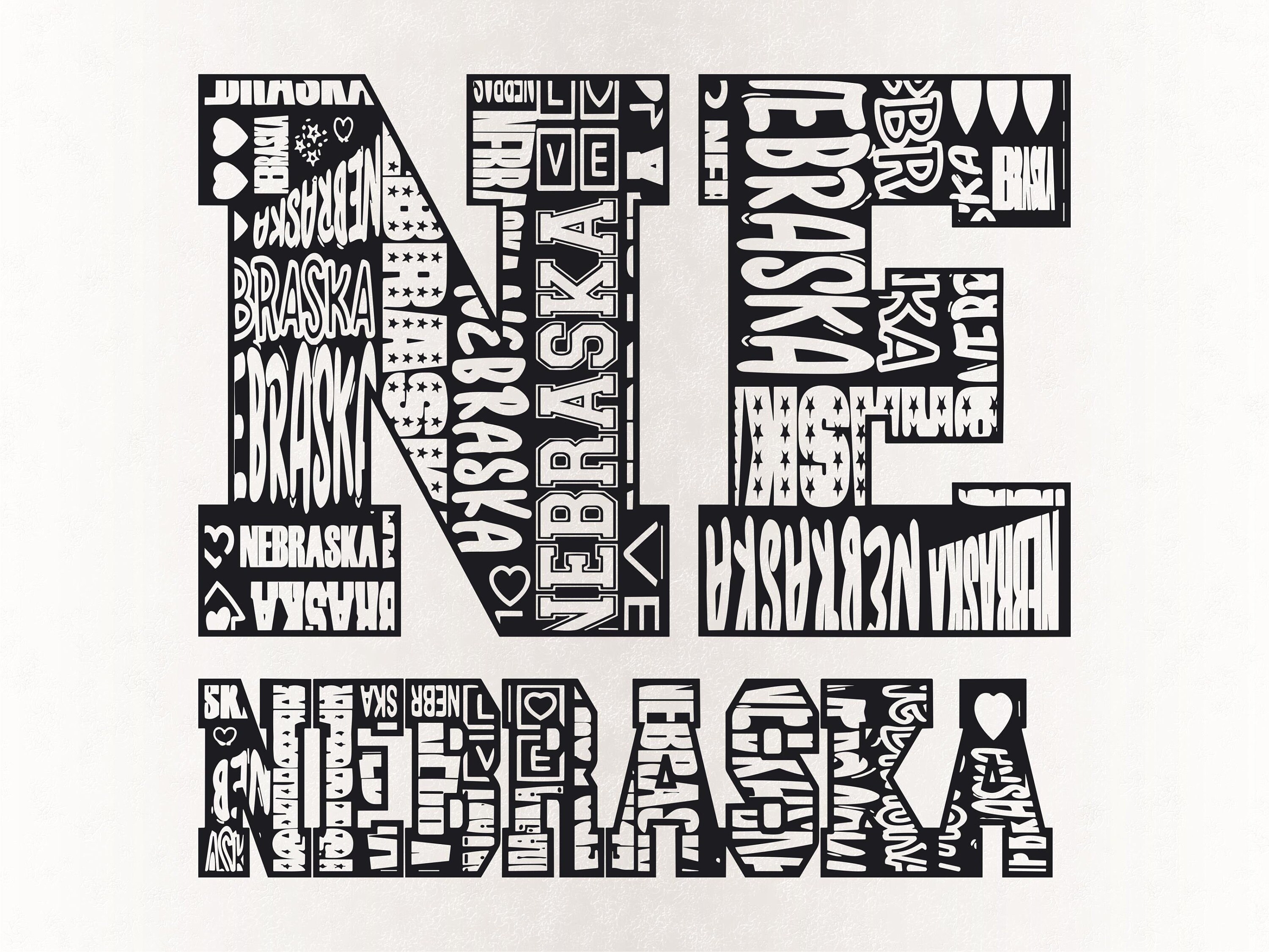 NE Nebraska State Typography Bundle Svg, Nebraska State Bundle Svg ...