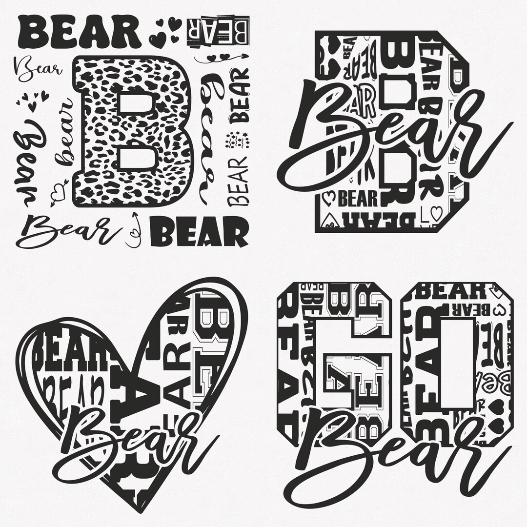Bear Svg, Bear Typography 4 Sports Svg Mascot Pack, Bear Typography Svg ...