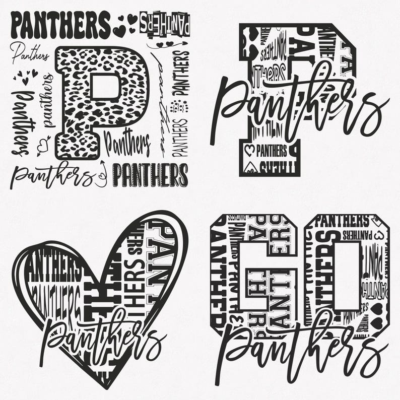 Panthers Svg, Panthers Typography 4 Sports Svg Mascot Pack, Panthers ...