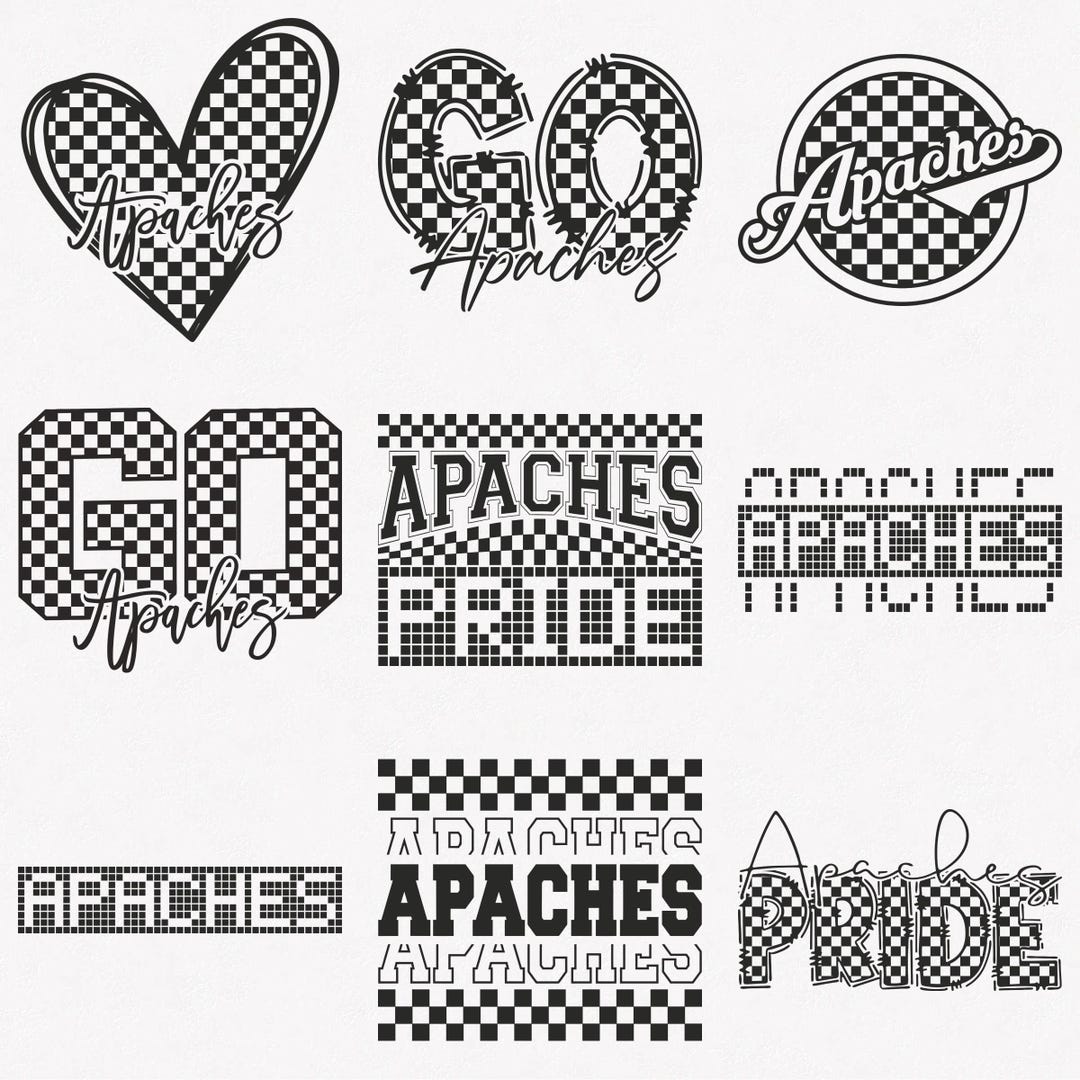 Apaches Svg, Apaches Checkered Typography 9 Sports Svg Mascot Pack ...