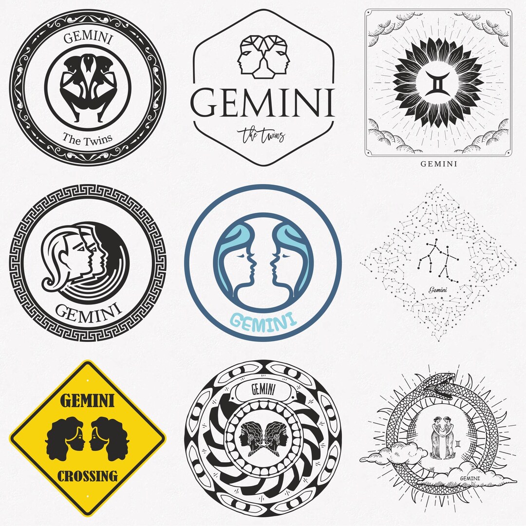 Gemini Svg, Twins Zodiac Symbol Svg, Gemini Zodiac Sign Svg, 9-pack ...